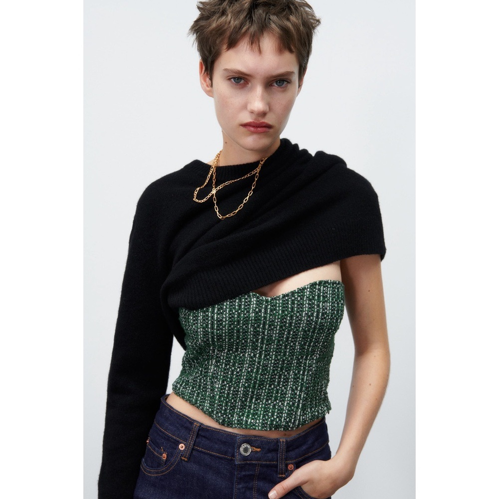 Zara Tweed Corset Top - Gem